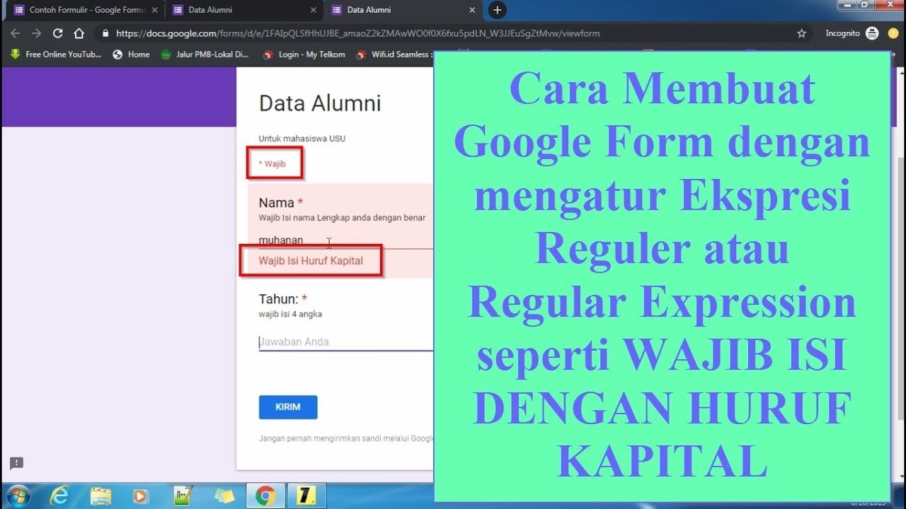 Cara Membuat Google Form dengan mengatur Ekspresi Reguler atau Regular ...