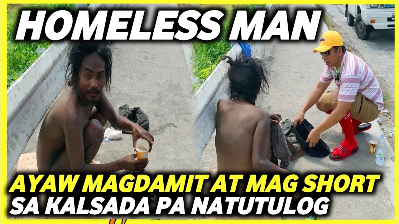 HOMELESS MAN NA WALANG DAMIT AT PANTALON NAKAHIGA SA TABI NG KALSADA - YouTube