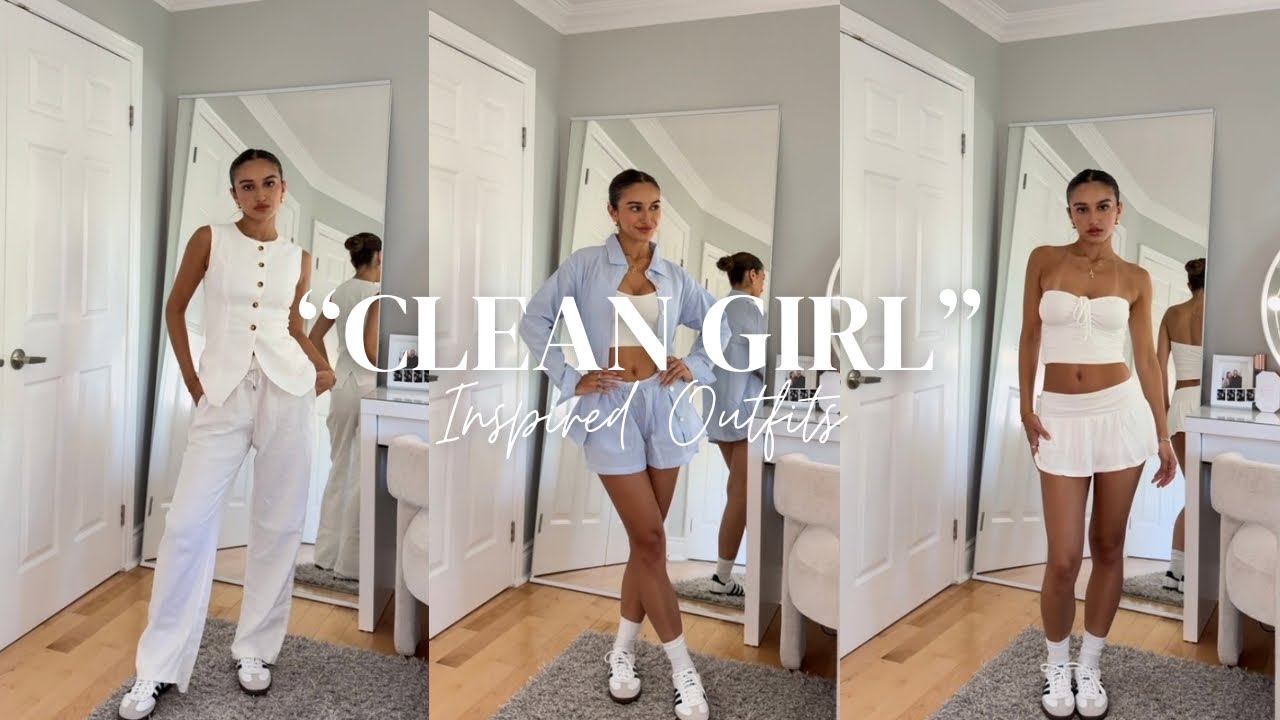OUTFIT IDEAS INSPIRED BY THE “CLEAN GIRL” AESTHETIC! (part 2) - YouTube