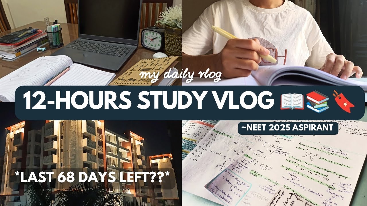 12+ hours STUDY VLOG📚🖊️*EXTREME PRODUCTIVITY*68 DAYS LEFT FOR NEET* # ...