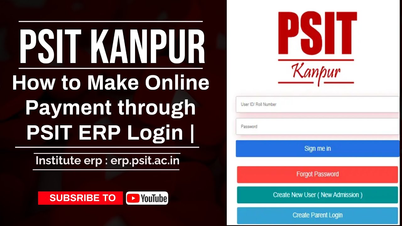 PSIT KANPUR | Online Payment Process through PSIT ERP Login | Avdhesh ...