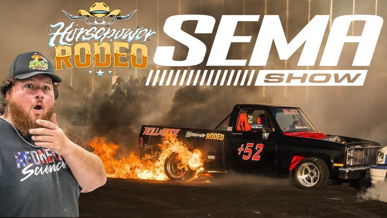 SEMA 2024 HORSEPOWER RODEO BURNOUT DAY 3!! | C10 CAUGHT FIRE - YouTube