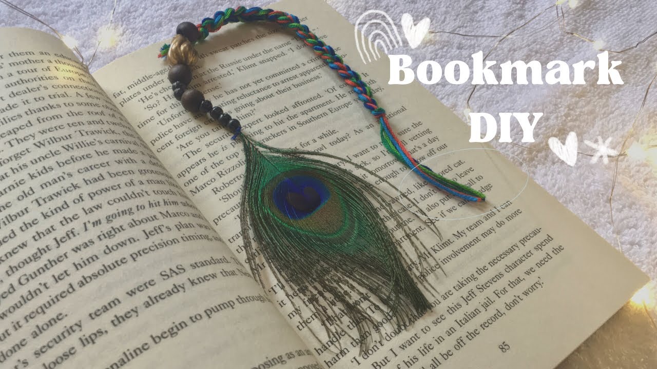 Peacock feather bookmark diy - YouTube