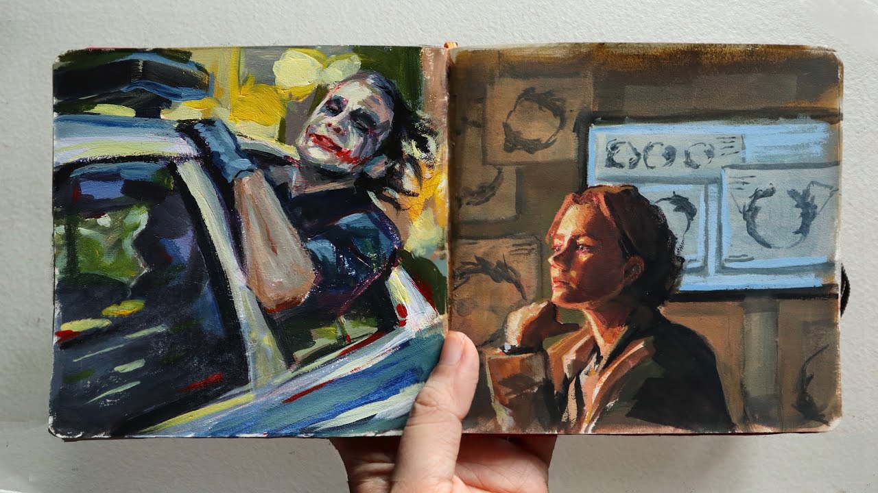 Acrylics vs acryla gouache | paint movie scenes with me - YouTube