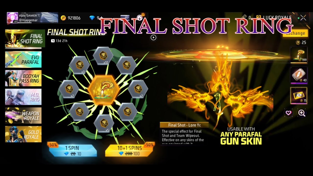 NEW FINAL SHOT RING EVENT FREE FIRE | PARAFEL ANIMATION USE KAISE KARE ...