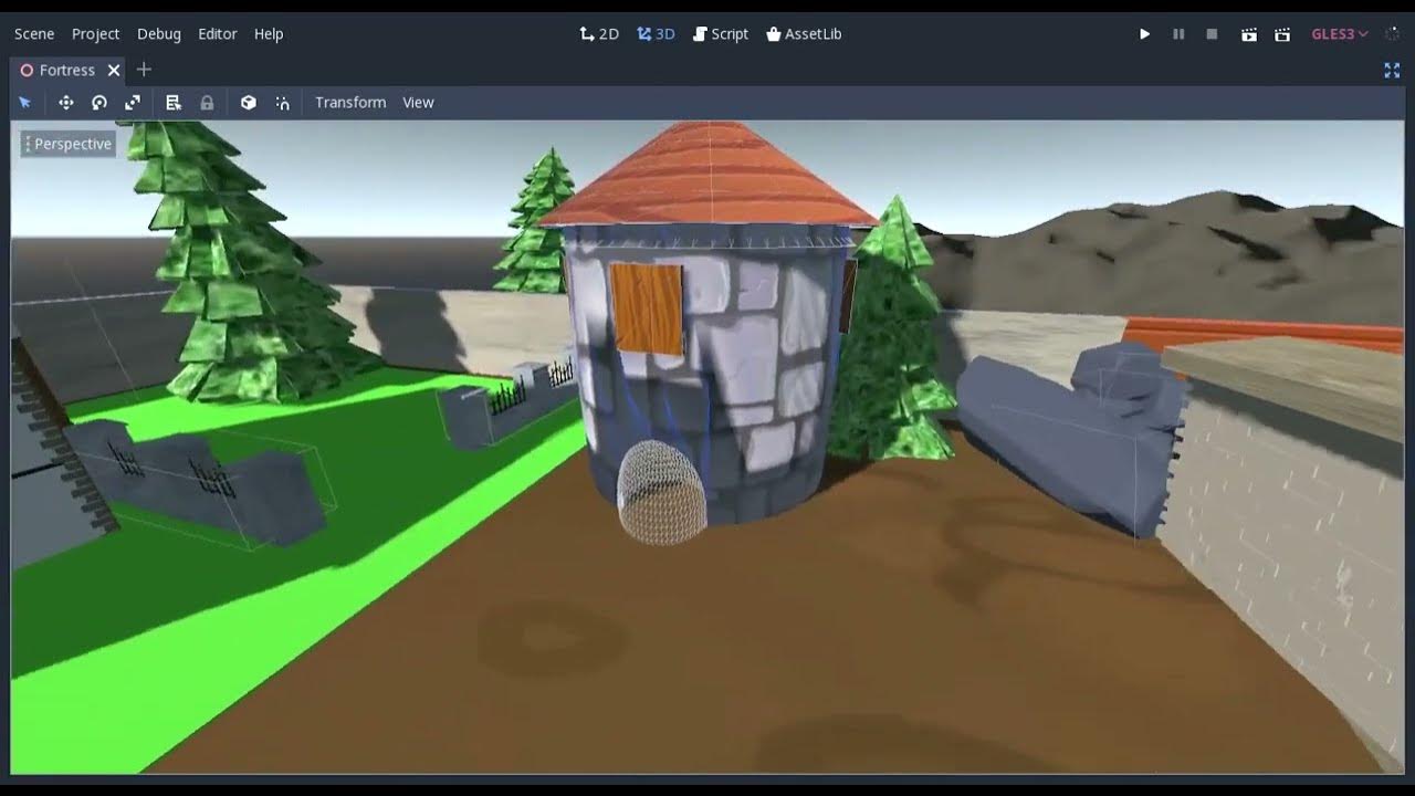 Game Devlog: Making LowPoly Fortress for FPS with Godot not Roblox 😂 #at2dgames - YouTube