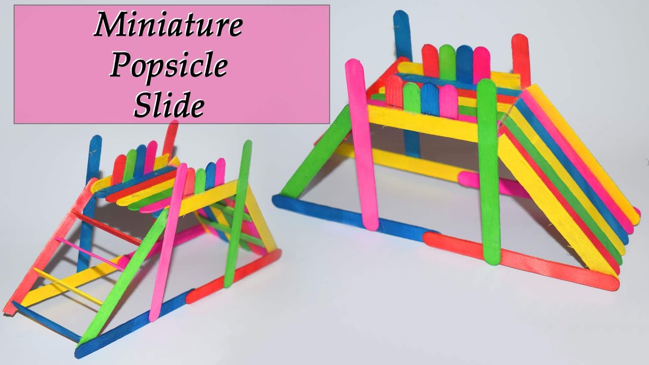DIY Miniature Slide Made From Popsicle Sticks - Popsicle Art - YouTube
