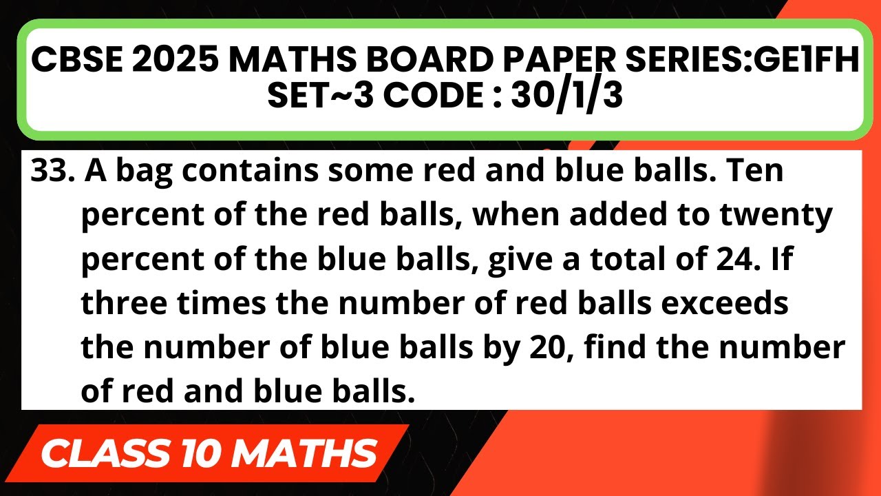 A bag contains some red and blue balls. Ten percent of the red balls ...