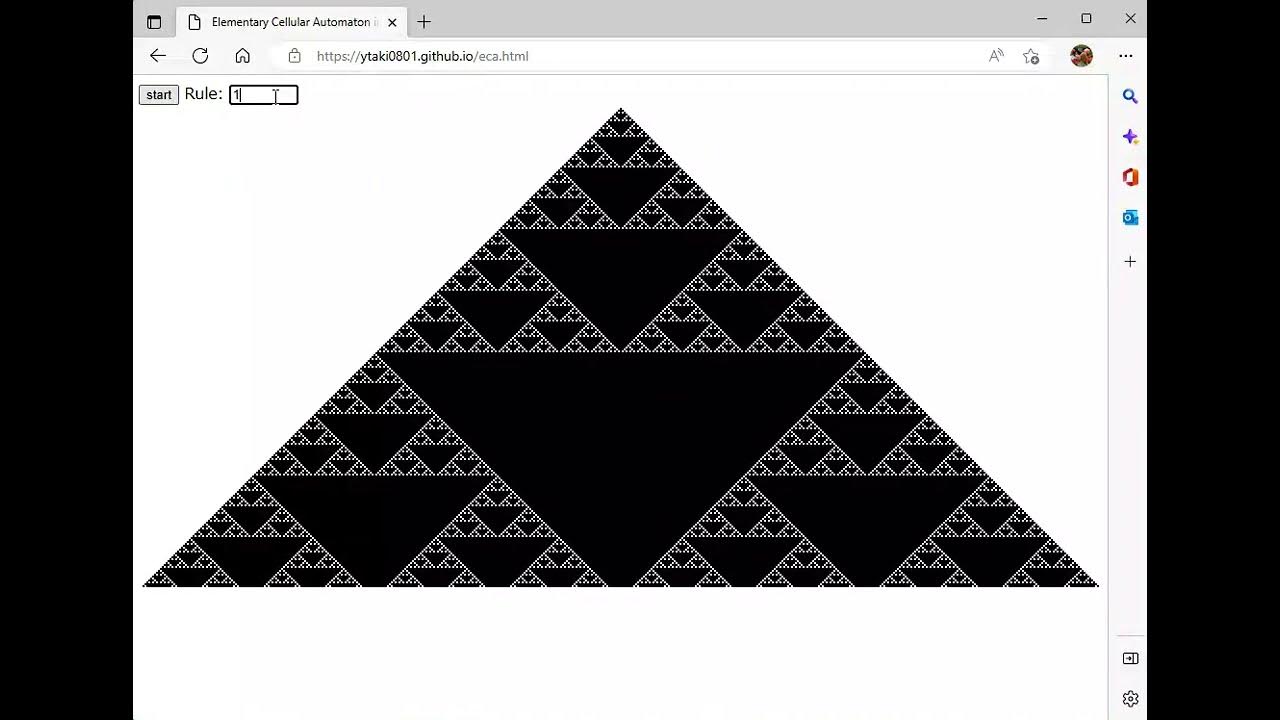 Demo of Elementary Cellular Automaton in JavaScript - YouTube