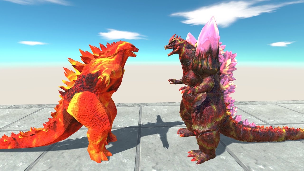 New Monster Godzilla 2014 Fire Vs Team Space Godzilla Lava Death run ...