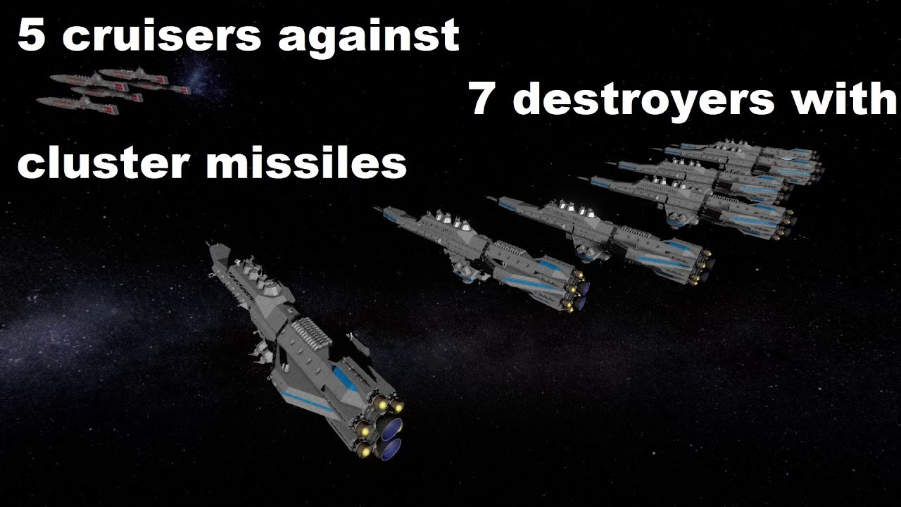 7 destroyers with cluster missiles destroy 5 cruisers(Space Engineers ...