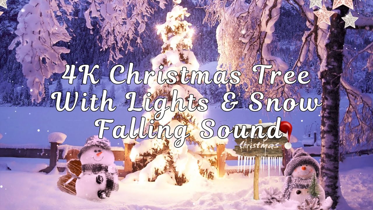 4K Christmas Tree With Lights & Snow Falling Sound As A TV Screensaver ...