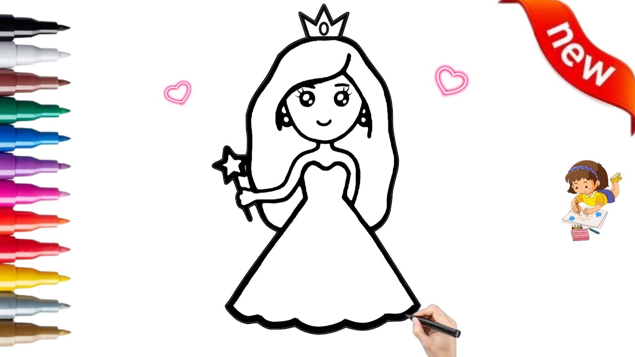 How to draw a cute princess step by step 👸/easy princess drawing and ...