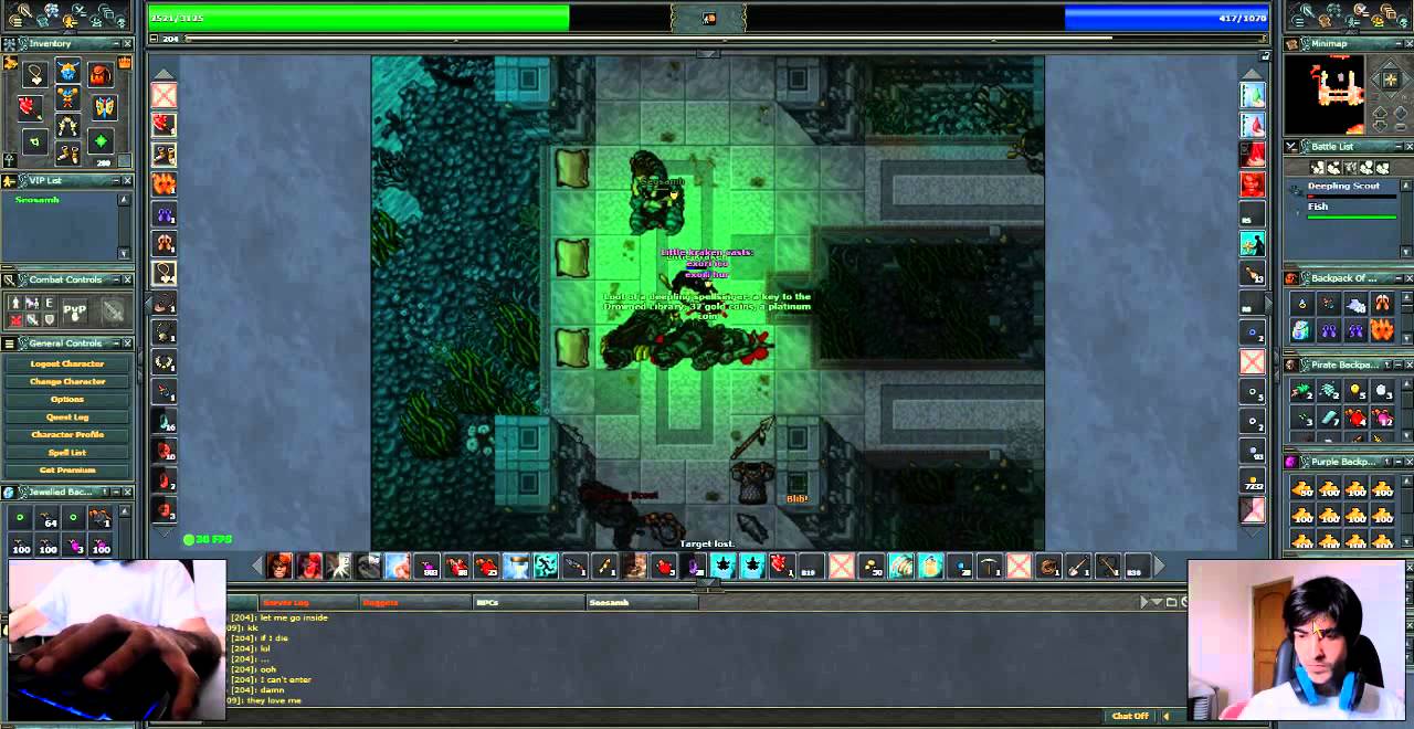 Tibia: Party Hunting 4 - Deeplings (Tour around the temples) - YouTube