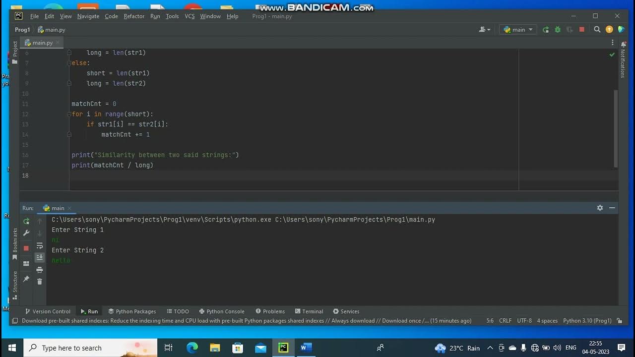 3b String Similarity Python Lab 18csl46 Dept Of Ise Rit Hassan Youtube