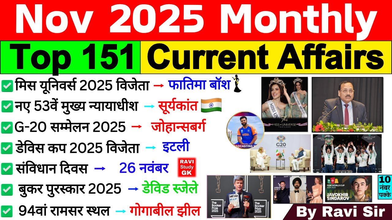 November 2025 Monthly Current Affairs | Current Affairs 2025 Full Month ...