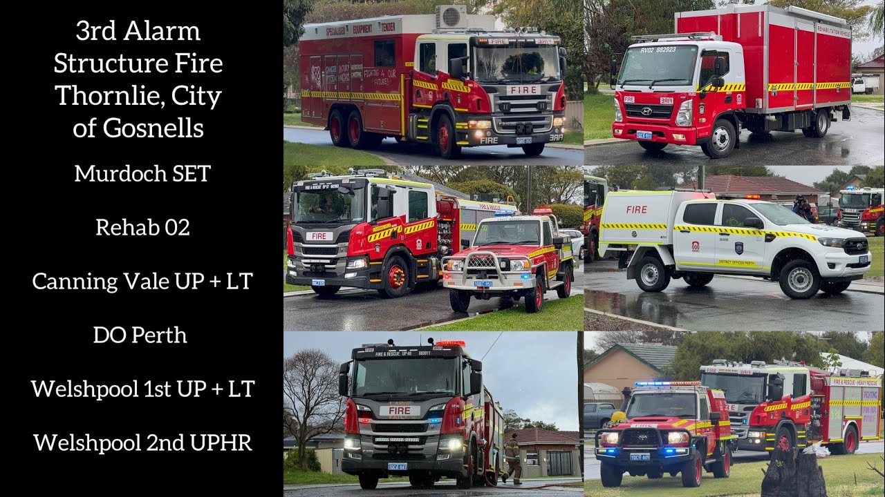 Fire Trucks Leaving a 3rd alarm Structure Fire in Thornlie 24/08/2025 ...
