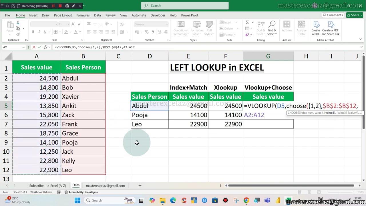 Left lookup using 3 excel formulas - Excel tips for job interview - YouTube
