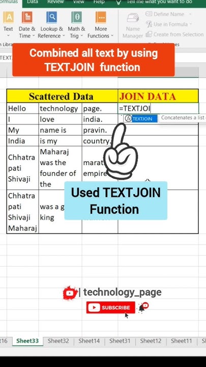 Shorts Combine All Text By Using Textjoin Function Youtubeshorts Viralshorts Excel