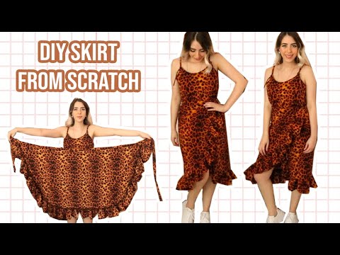 DIY Wrap skirt with ruffles FROM SCRATCH | Sewing tutorial for beginners
