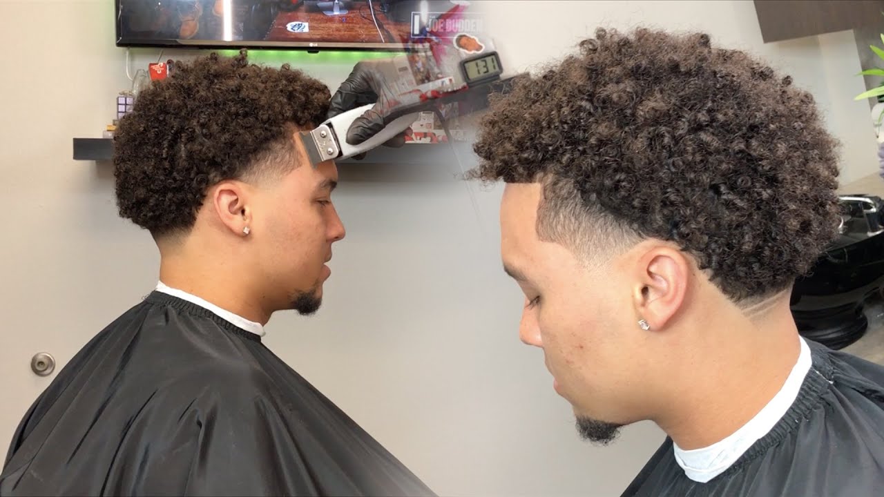 HAIRCUT TUTORIAL: TAPER FADE | CURLY TOP - YouTube