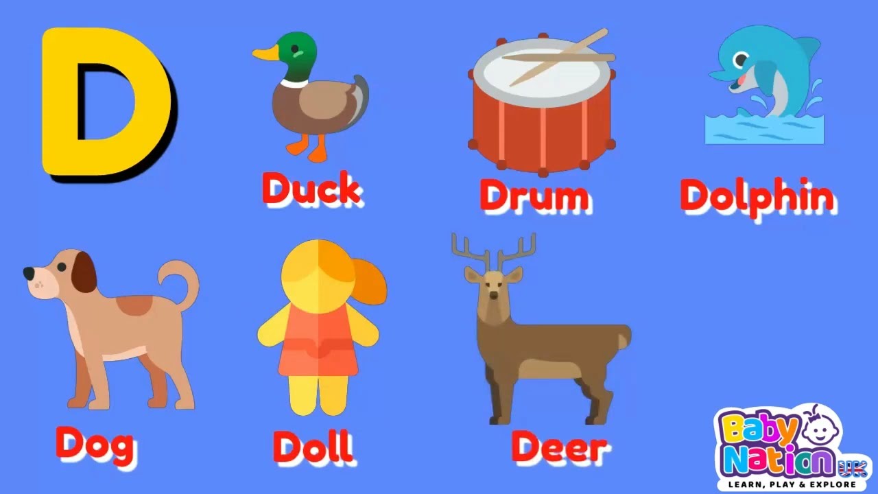 6 Words That Start With D | 6 Words Learning For Toddlers | 6 Words ...