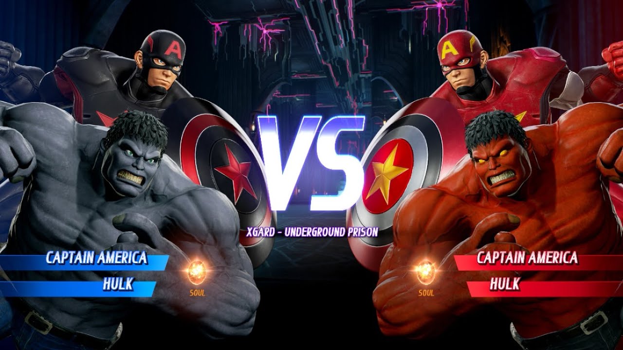 Black Captain America & Grey Hulk VS Red Captain America & Red Hulk ...