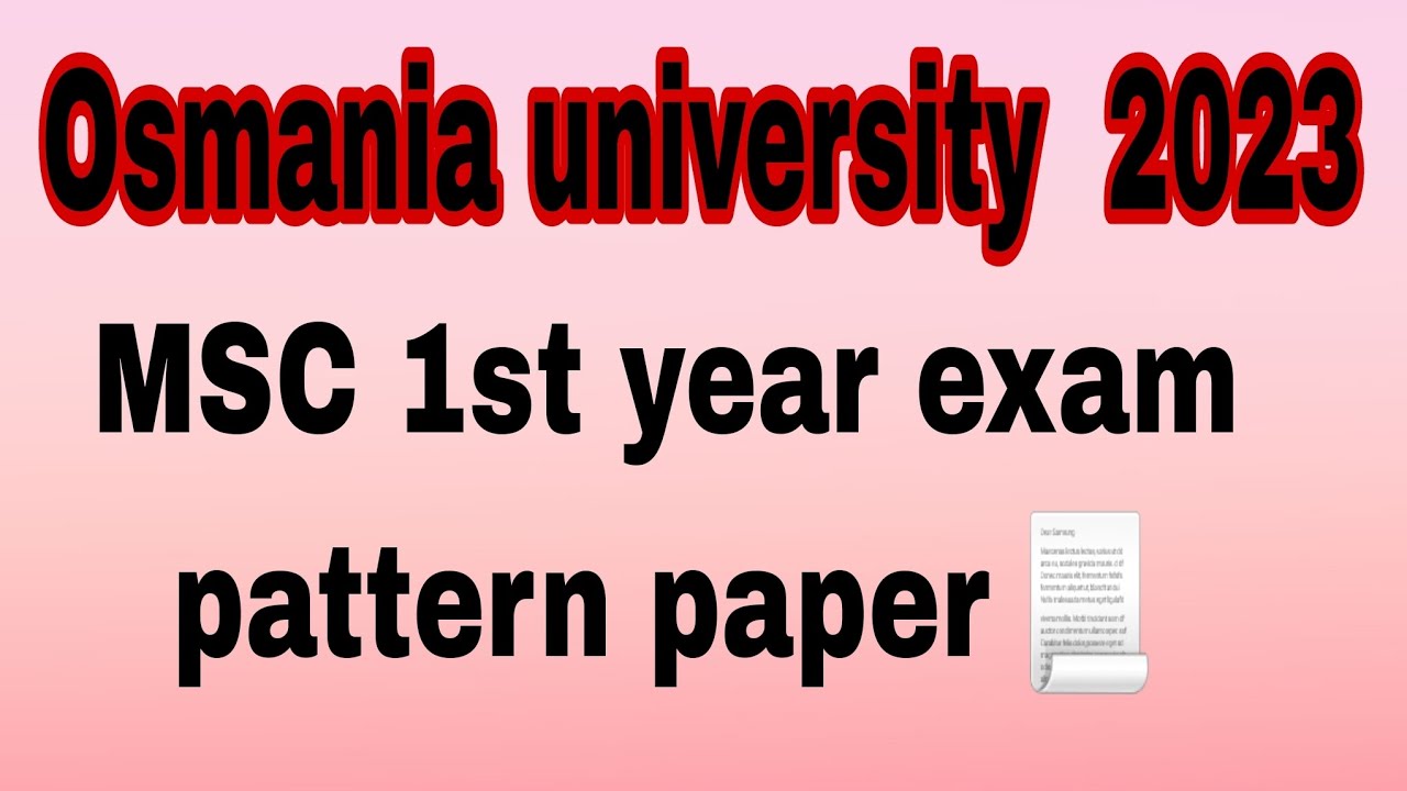 Msc 1st year exam pattern paper. #osmaniauniversity #ou #msc #pattern ...