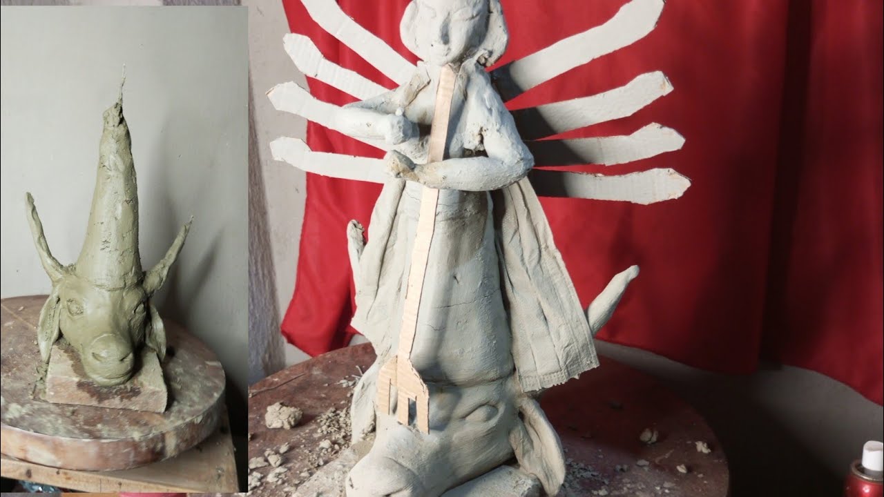 how to make a small Durga Idol making at home | Durga murti 2023 ...