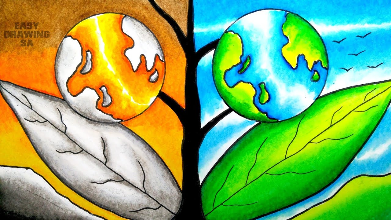 Earth day drawing/environment drawing/global warming drawing/easy ...