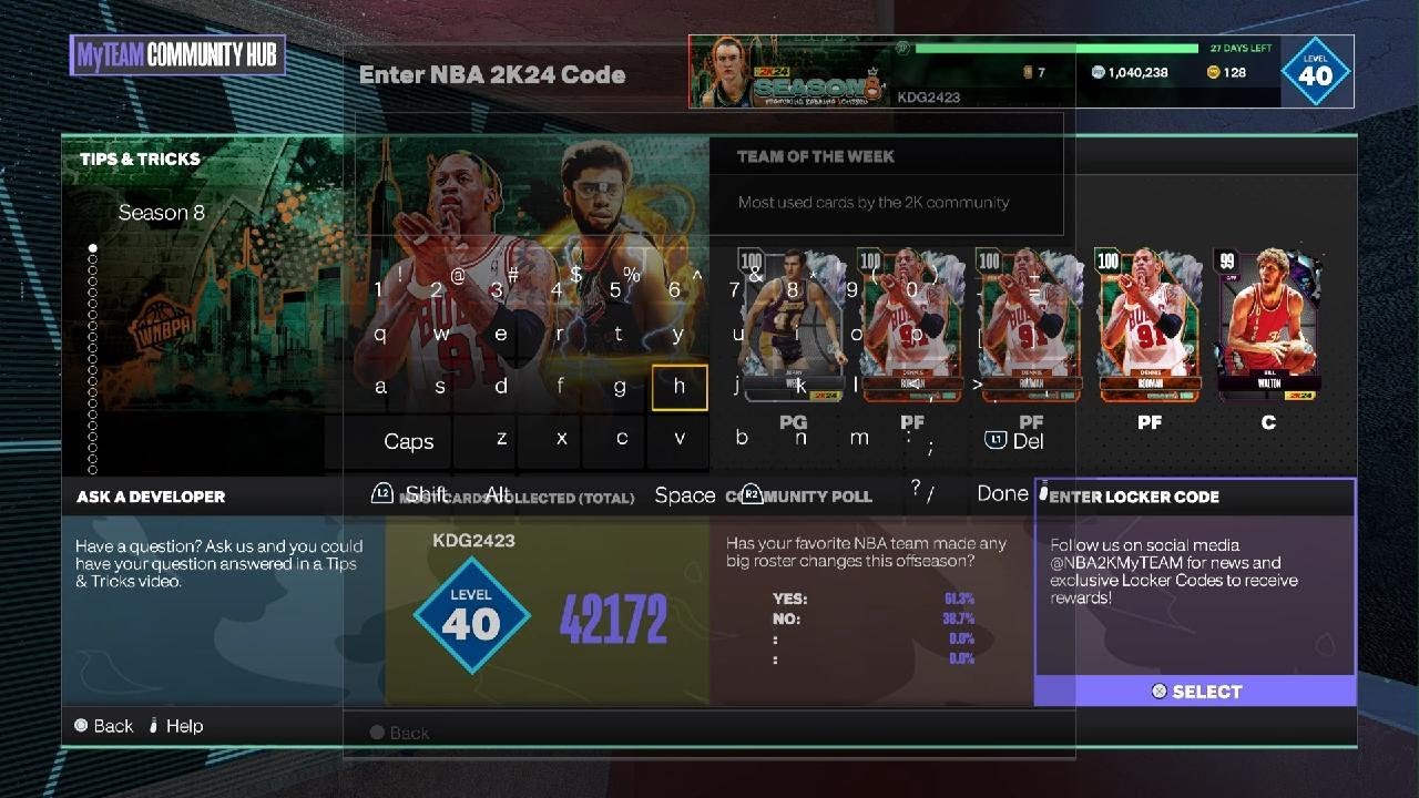 NBA 2K24 MYTEAM SEASON 8 FREE SUMMER LEAGUE GAME LOCKER CODE - YouTube