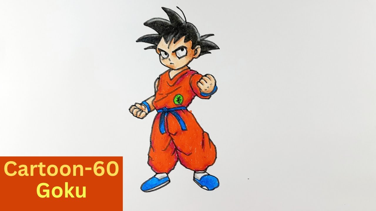 Goku cartoon drawing tutorial for kids/ how to draw Son Goku? Easy ...