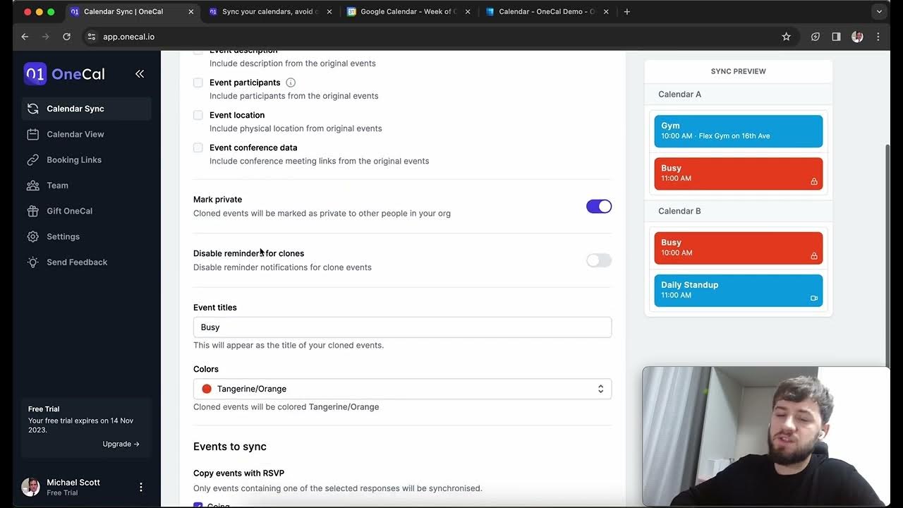 OneCal Demo - Sync Your Calendars, avoid meeting conflicts - YouTube