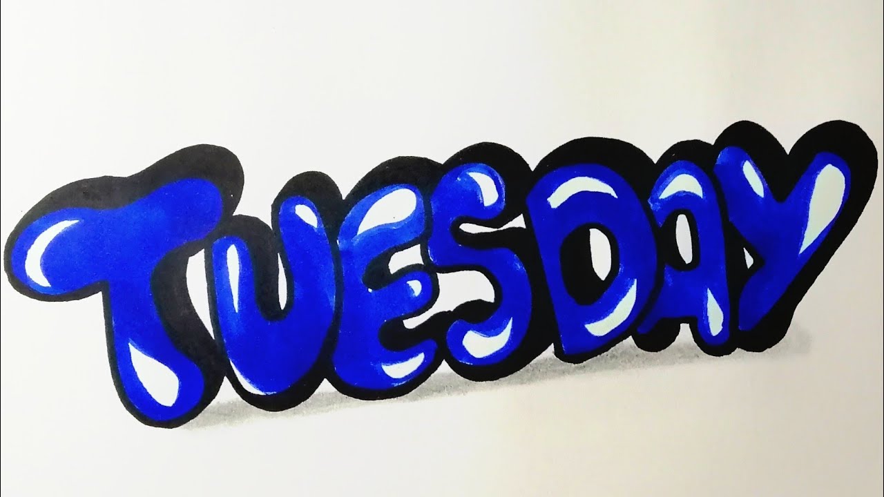 How to draw Tuesday in bubble graffiti - YouTube