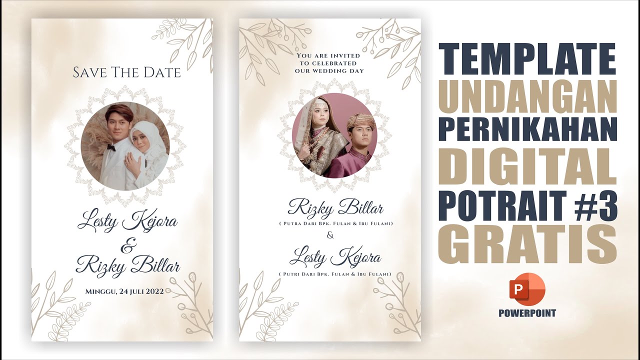 Undangan Pernikahan Digital Elegant Potrait Gratis Terbaru Wedding