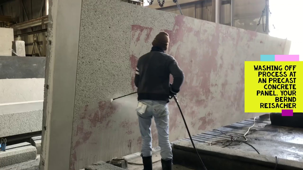 Washing off process of an precast panel - YouTube