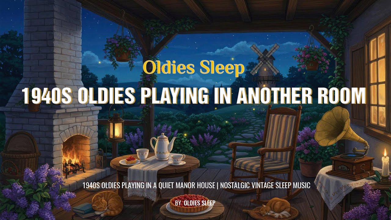 1940s Cozy Night Ambience | Oldies Playing in Another Room with ...