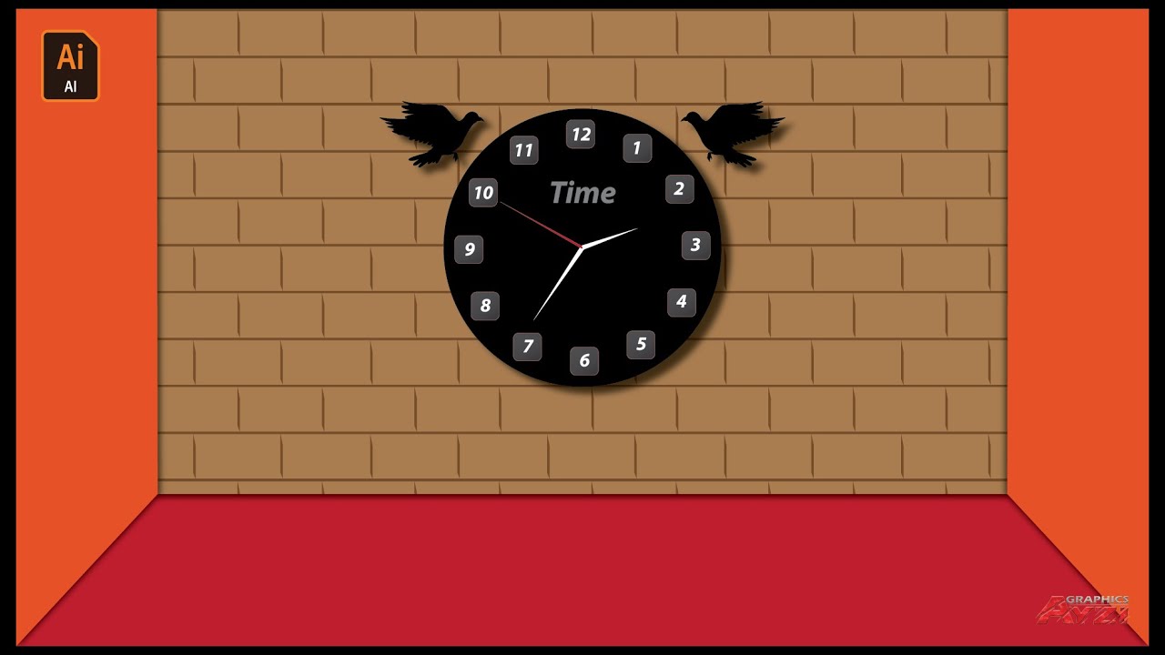 How to make Wall Clock in Adobe Illustrator - YouTube