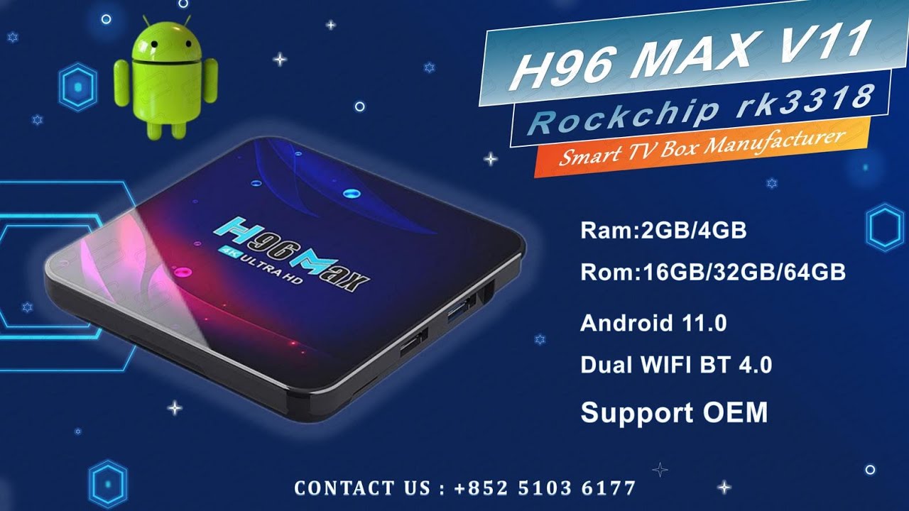H96 Max V11 Android TV Box Rockchip RK3318 Ram 2GB/4GB Rom 16GB/32GB ...