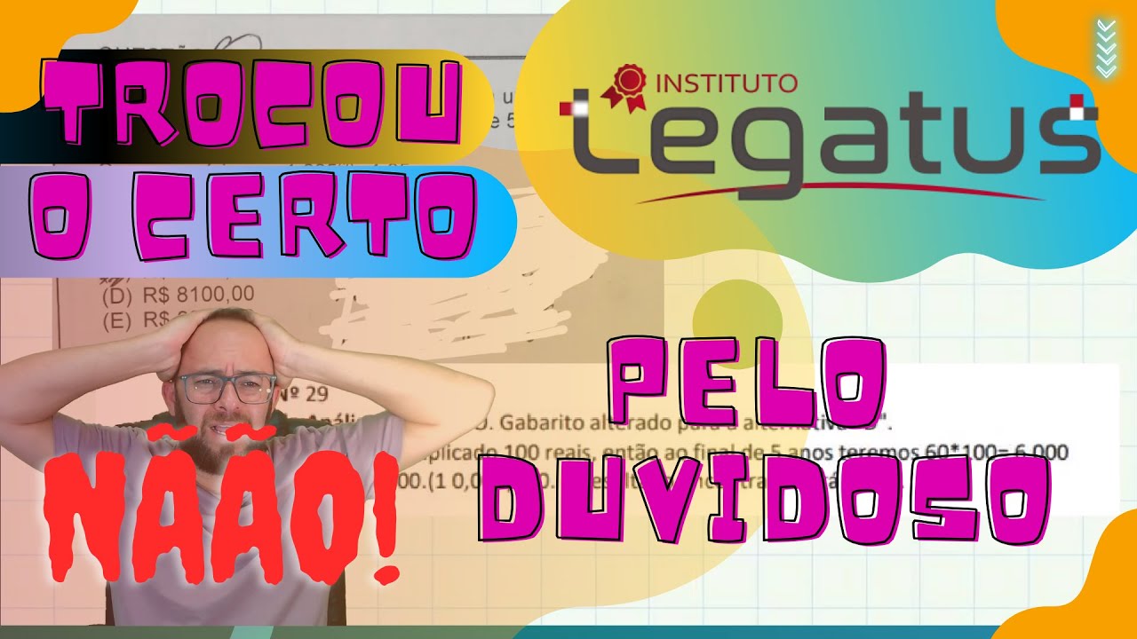 😢 TROCOU O CERTO PELO ERRADO - Instituto Legatus - PREFEITURA DE ...