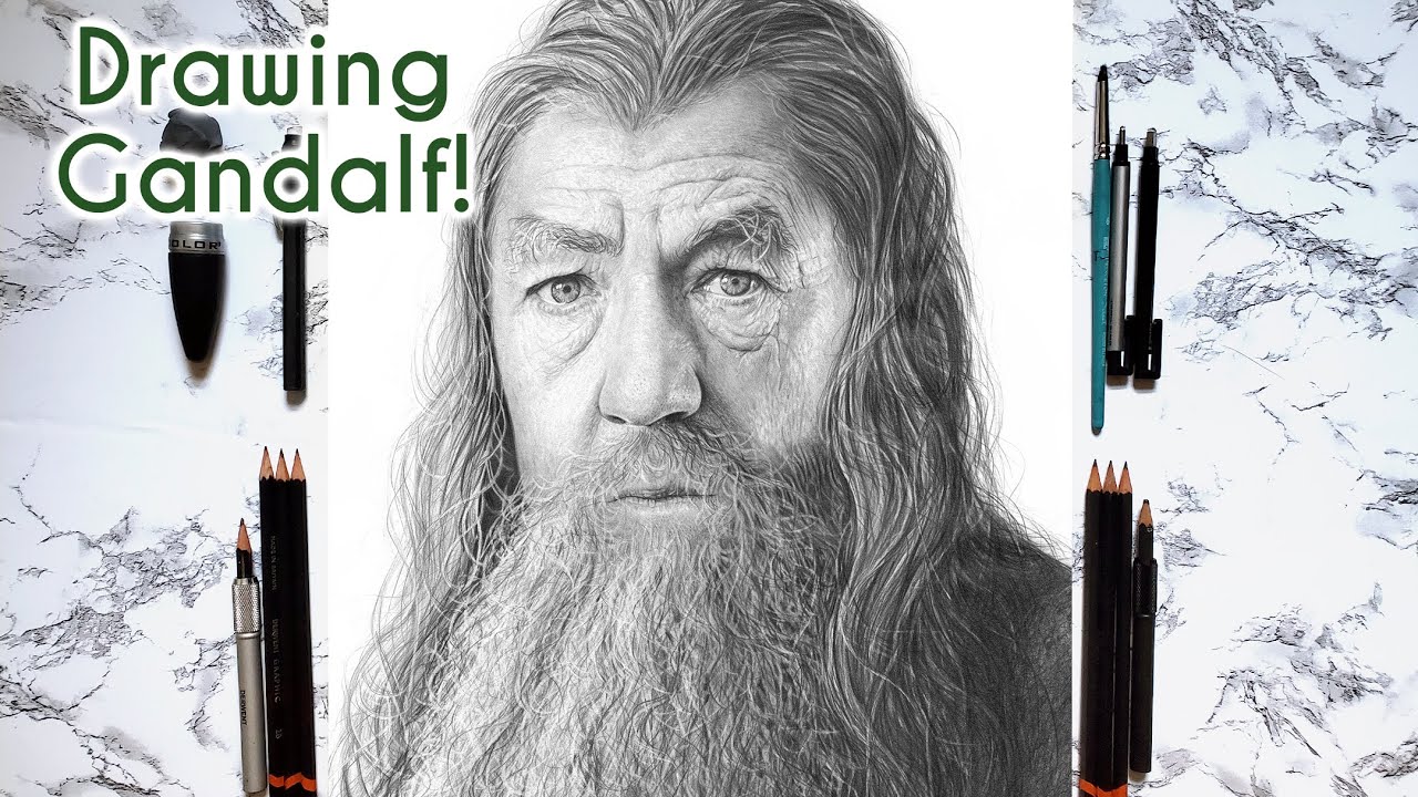 Drawing Gandalf from Lord of the Rings // Time Lapse Art - YouTube