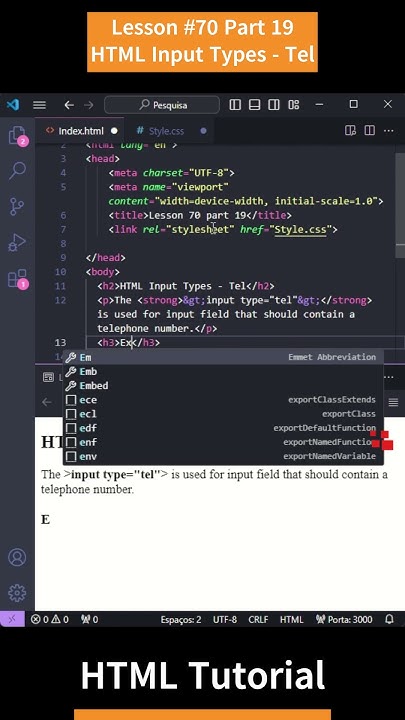 Html Tutorial Lesson 70 Html Input Types Tel Part 19 Css Htmlcss Htmltutorial Html