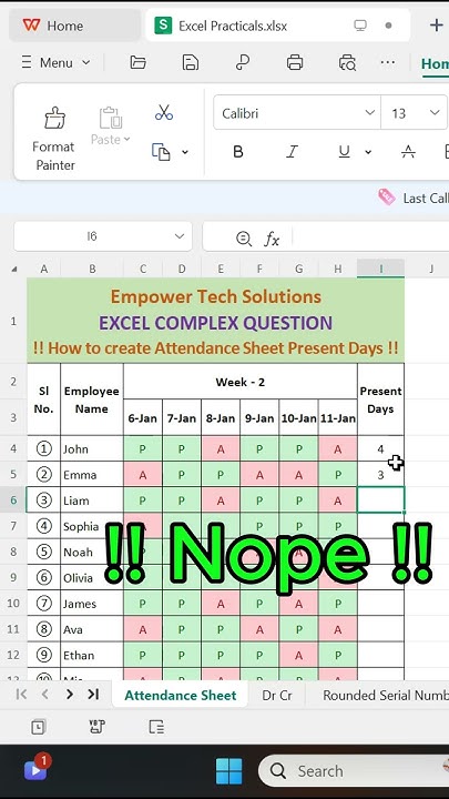 How to Count Attendance Sheet Present Days in Excel | #excel #exceltips #exceltricks # ...