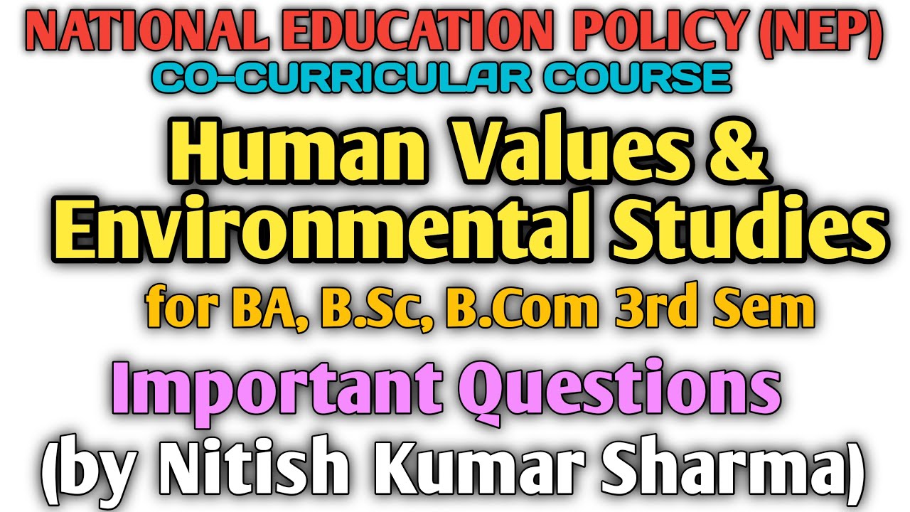 Unit 1 | Important Questions | UG NEP 3rd SEM CO-CURRICULAR | Human ...