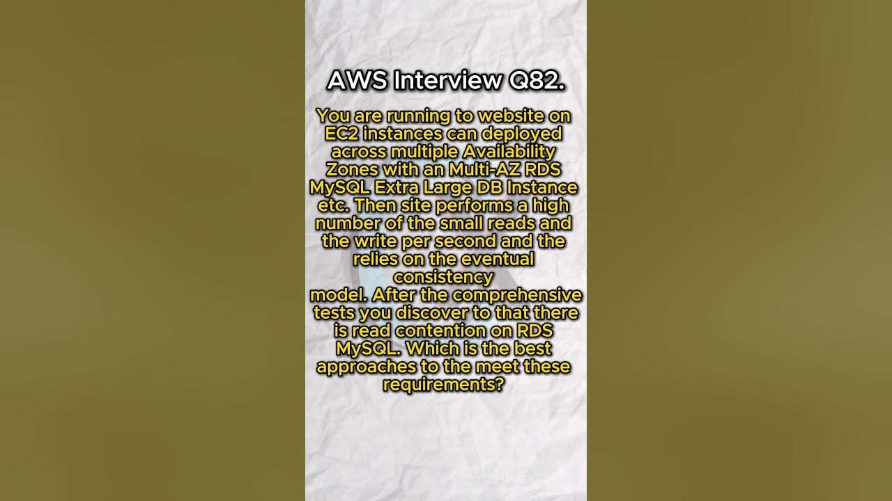 AWS interview Q82. You are running to website on EC2 instances can deployed across multiple ...