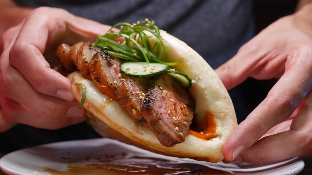 The Biggest Steak Bao Sandwich On The Internet | Wolfing It Down - YouTube