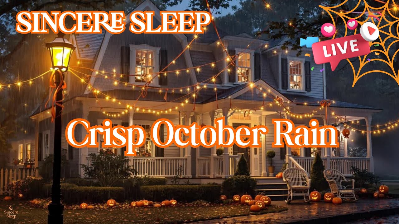 LIVE Crisp October Rain 🌧️ Cozy Fall Ambience 🍁| Relax, Study, Work ...