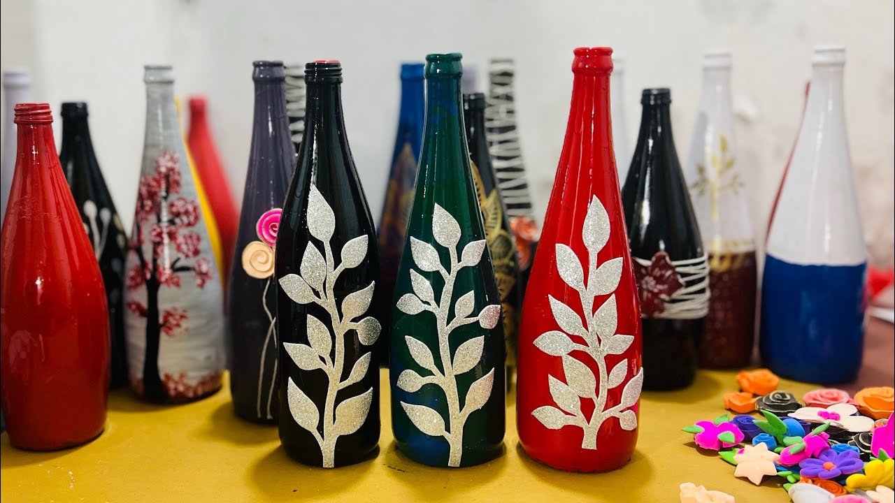 Bottle Art | Glass Bottle Decor Idea | Best Out Of Waste Craft Idea ...