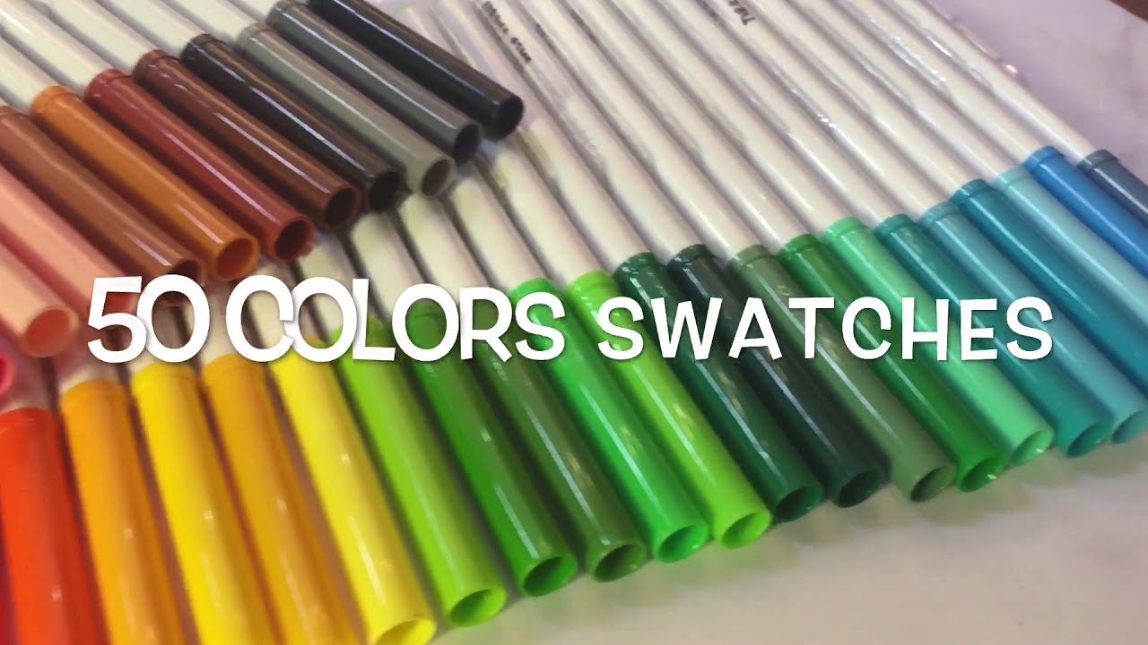 Crayola Supertips 50 Swatches - YouTube