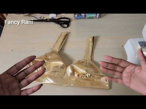 36 Size Satin golden Bra Style Blouse Cutting and Stitching